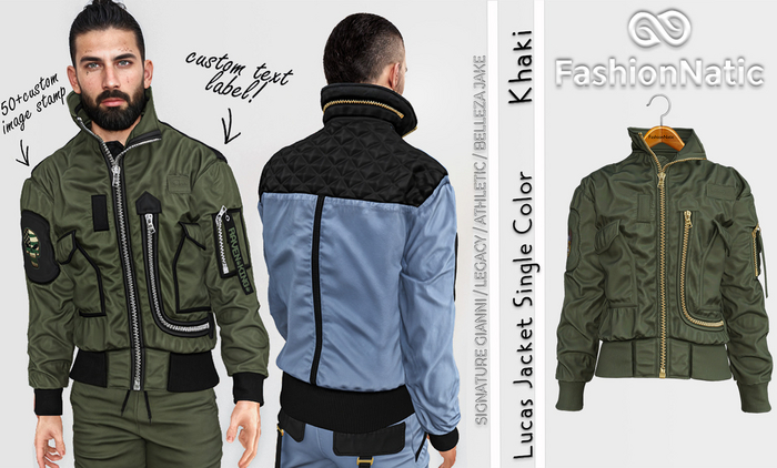 Second Life Marketplace - Jacket Lucas Mens Khaki - Signature Gianni ...