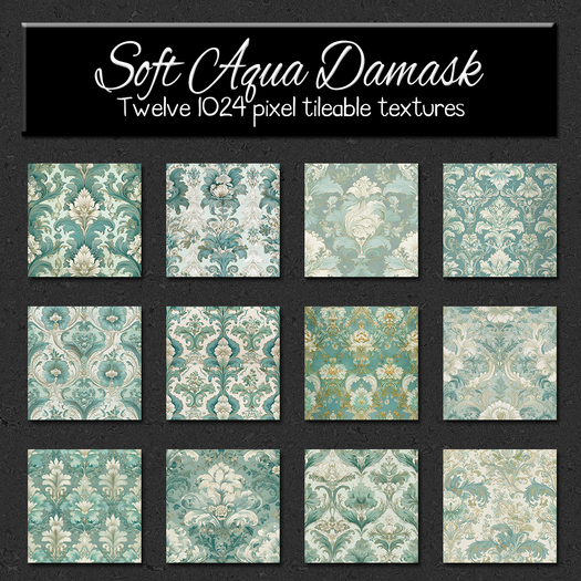 Second Life Marketplace - *Wallflowers* Soft Aqua Damask