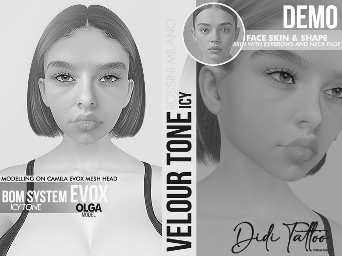 Second Life Marketplace - DEMO//OLGA Face Skin-ICY Tone + Shape (DIDI ...