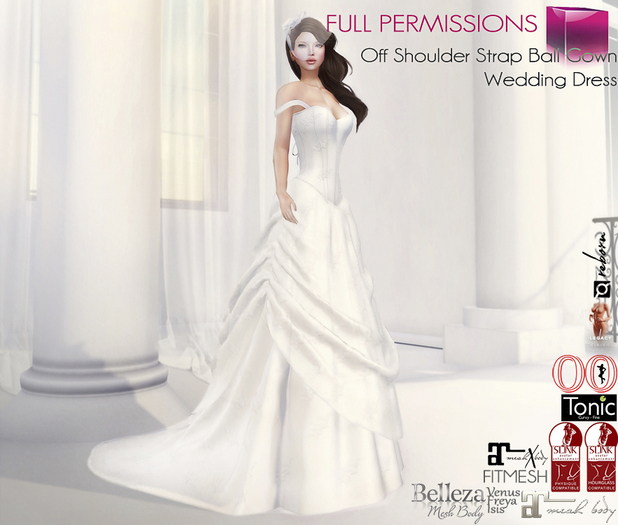 Second Life Marketplace - Full Perm Off Shoulder Strap Ball Gown ...