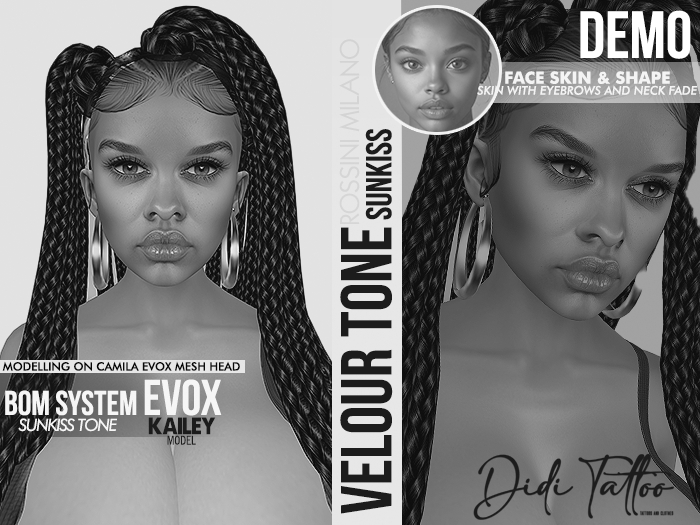 Second Life Marketplace - DEMO//KAILEY Face Skin-SUNKISS Tone + Shape ...