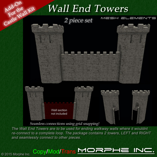 Second Life Marketplace - Castle Wall Kit - Wall End Towers package