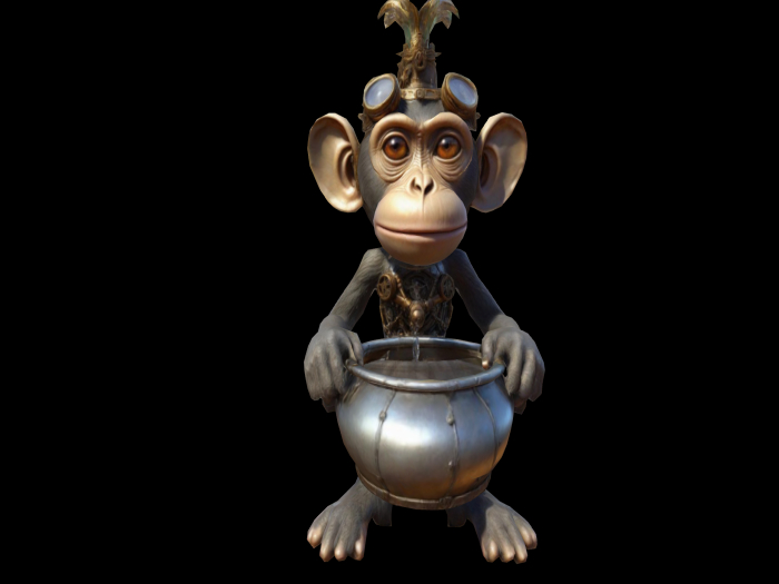 Second Life Marketplace - HB: Steampunk Monkey w/ Pot Statue FuLL PERM