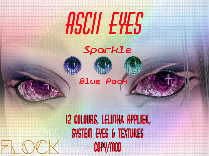 Second Life Marketplace - [FLOCK] - ASCII Eyes - Sparkle - Blue Pack