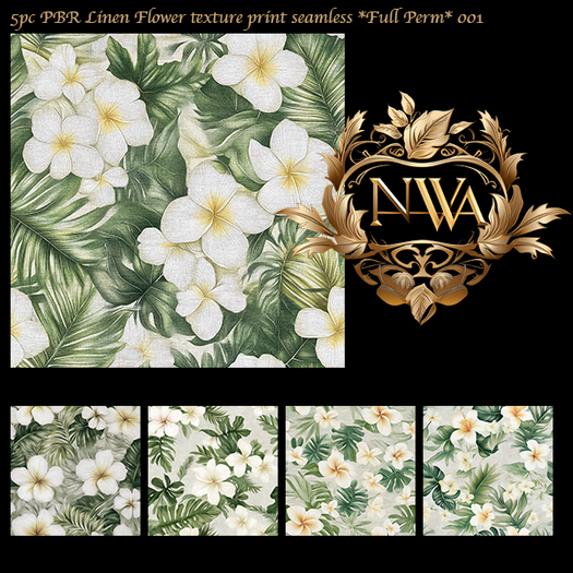 Second Life Marketplace - 5pc PBR Linen Flower texture print seamless ...