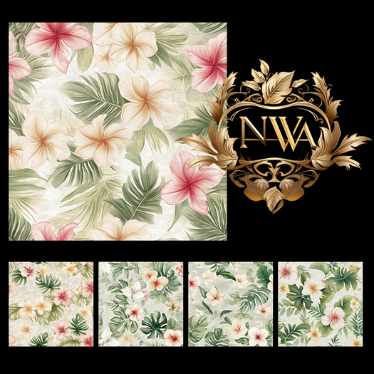 Second Life Marketplace - 5pc PBR Linen Flower texture print seamless ...