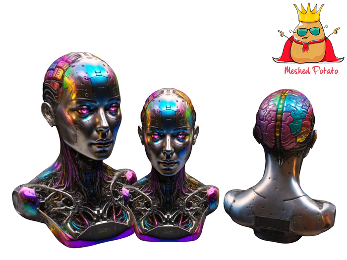 Second Life Marketplace - Meshed Potato Cyborg Bust Full Perm