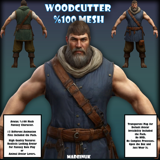 Second Life Marketplace - MADEINUK - Woodcutter - Mesh Avatar