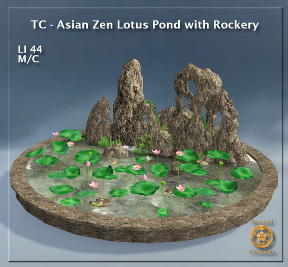 Second Life Marketplace - TC - Asian Zen Lotus Pond with Rockery