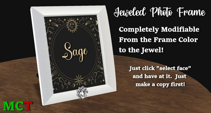 Second Life Marketplace - :::SAGE::: Jeweled Desk Photo Frame ~ADD~