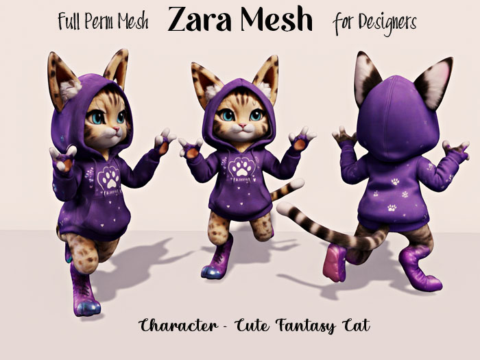 Second Life Marketplace - ZM - Character - Cute Fantasy Cat FULL PERM MESH