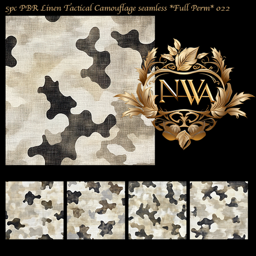 Second Life Marketplace - 5pc PBR Linen Tactical Camouflage seamless ...