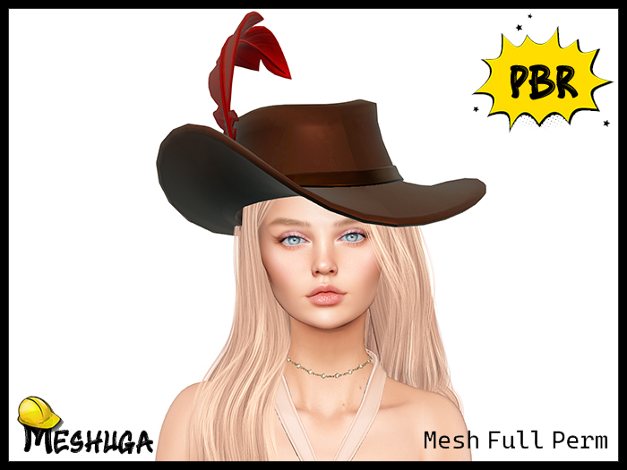 Second Life Marketplace - Meshuga PBR Musketeer Hat FULL PERM MESH