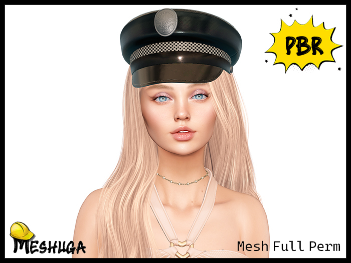 Second Life Marketplace - Meshuga PBR Police Hat FULL PERM MESH
