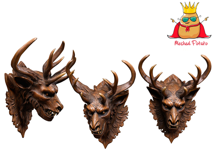 Second Life Marketplace - Wall Mount Wooden Demon Full Perm