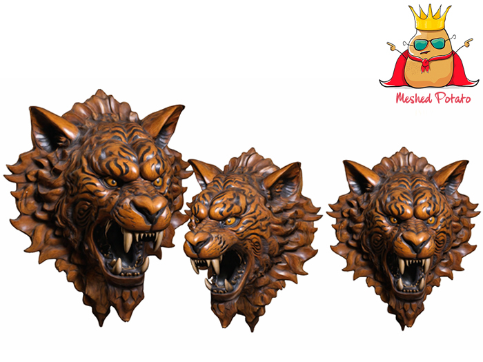 Second Life Marketplace - Wall Mount Wooden Tiger Full Perm