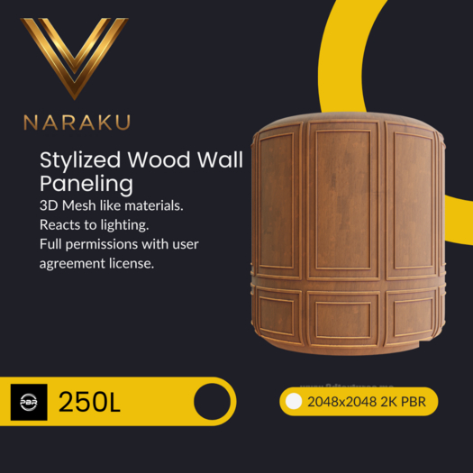 Second Life Marketplace - [Naraku] Stylized Wood Wall Paneling 2K PBR ...