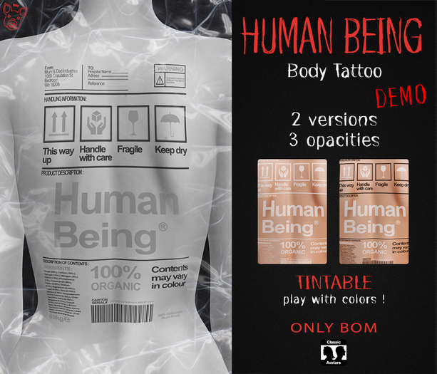Second Life Marketplace - Mad' - Human Being BodyTattoo [DEMO BOM]
