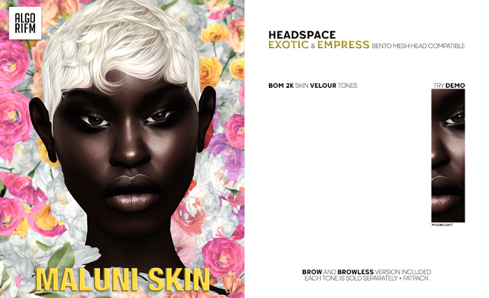 Second Life Marketplace - algorifm - MALUNI Skin - BOM 2K - (Moonlight)
