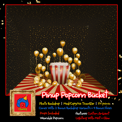 Second Life Marketplace - Clussy + Pin Up Popcorn Bucket Backdrop {ADD ...