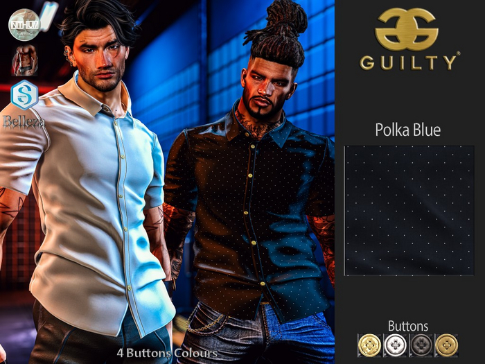 Second Life Marketplace - Guilty 178 Marino Shirt-09 Polka Blue