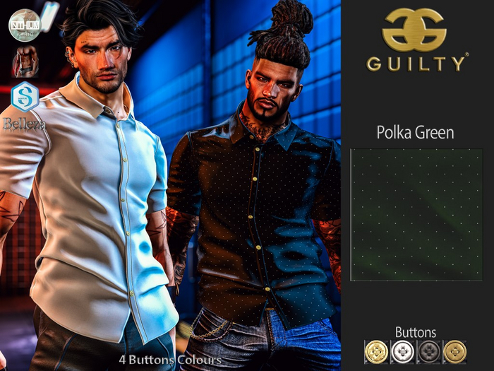 Second Life Marketplace - Guilty 178 Marino Shirt-12 Polka Green