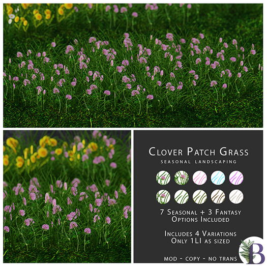 Second Life Marketplace - Bella Botanicals - Clover Patch Grass (add me)