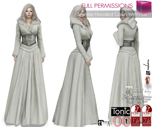 Second Life Marketplace - Full Perm Female Hooded Fantasy Gown With ...