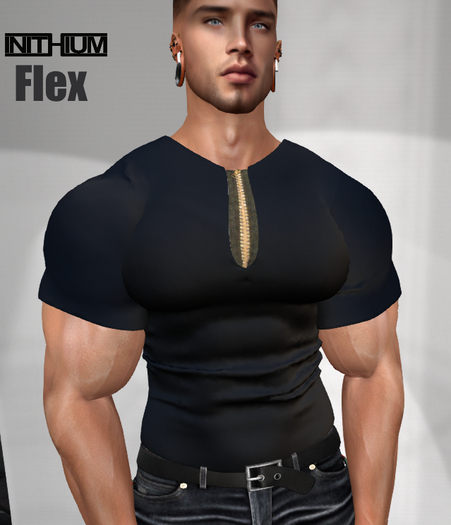 Second Life Marketplace - Brutal Fiery Zip Tee Black Kario Flex