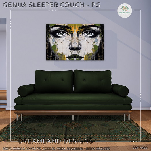 Second Life Marketplace - DD Genua Sleeper Couch Set-PG