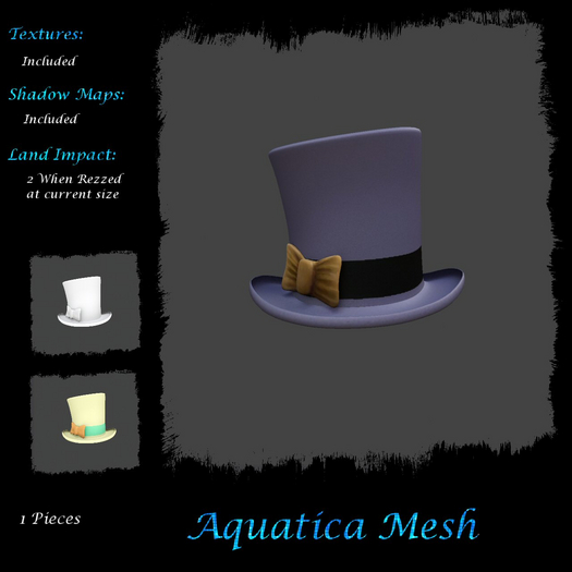Second Life Marketplace - Aquatica Mesh - AM026152 Mad Hatters Hat