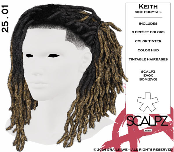 Second Life Marketplace - [GK] KEITH SIDE PONYTAIL [ADD ME]