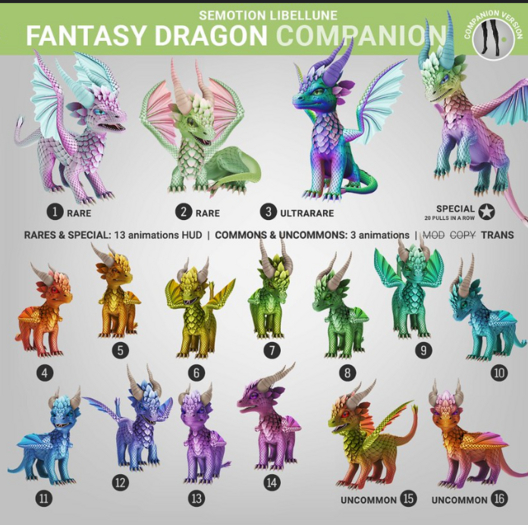 Second Life Marketplace - SEmotion Libellune Fantasy Dragon Companion ...