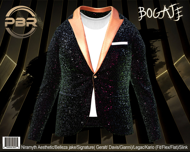Second Life Marketplace - BOGATE _ Jacket blazer _PBR Sequin_ Black