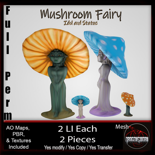 Second Life Marketplace - Full Perm Mushroom Fairy Idol and Statue