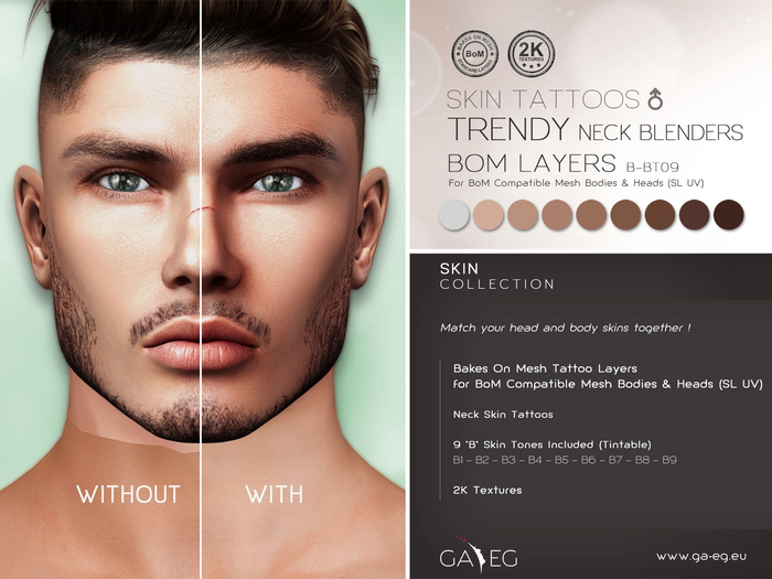 Second Life Marketplace - NEW !!! [GA.EG] Tattoos DEMO - B-BT09 Trendy ...