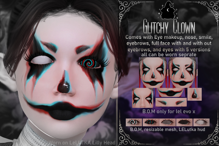 Second Life Marketplace - *K* Glitchy Clown Makeup and eye set DEMO
