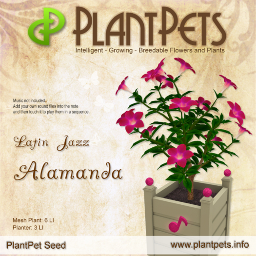 Second Life Marketplace - PlantPet Seed [Alamanda *Latin Jazz*] RARE ELITE