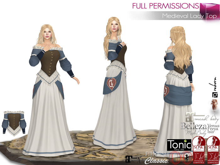 Second Life Marketplace - Full Perm Female Royal Medieval Top With ...