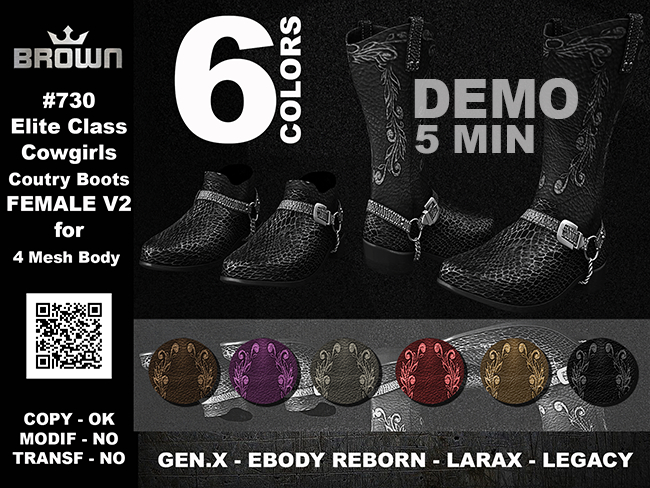 Second Life Marketplace - 730 Elite Class Cowgirls Coutry Boots ...
