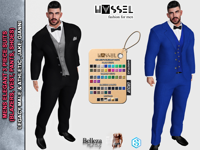 Second Life Marketplace - (HASSEL) PACK ELEGANT 3-PIECE SUITS FOR MEN ...
