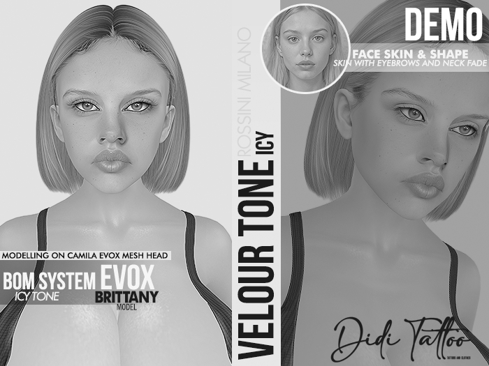 Second Life Marketplace - DEMO//BRITTANY Face Skin-ICY Tone + Shape ...