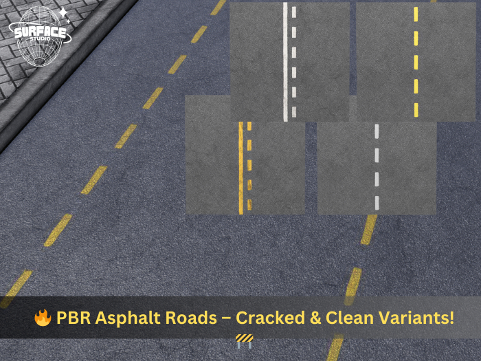 Second Life Marketplace - Realistic PBR Asphalt Roads – Cracked & Clean Variants!