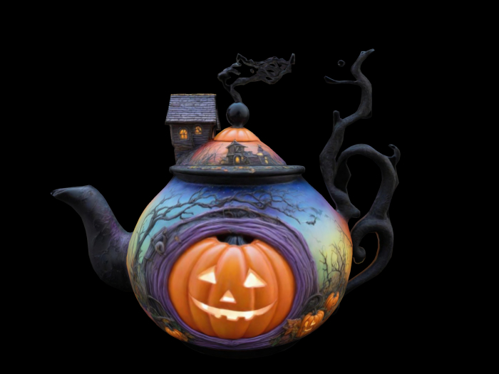 Second Life Marketplace - HB: Halloween Pumpkin Teapot FuLL PERM