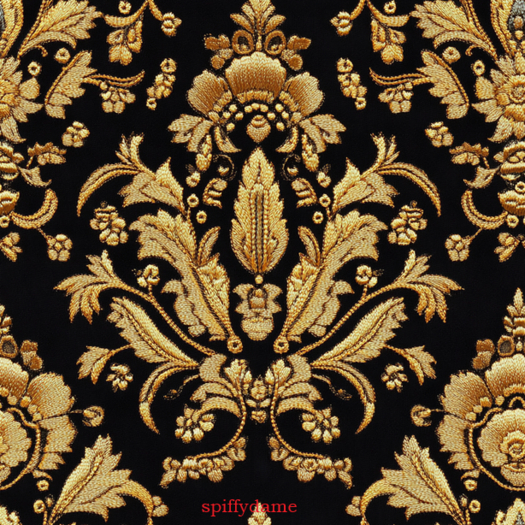 Second Life Marketplace - Fancy Gold Black Fabric Embroidered Texture ...