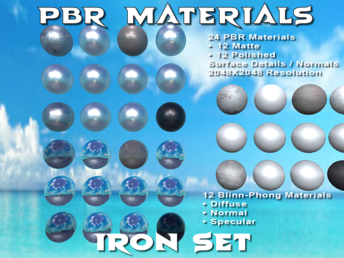 Second Life Marketplace - PBR Materials: Iron Set - 24 PBR & 12 ...