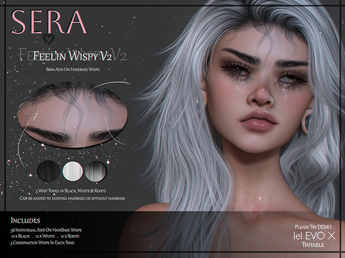 Second Life Marketplace - Sera - Feelin Wispy V2 - BOM Hairbase Addons