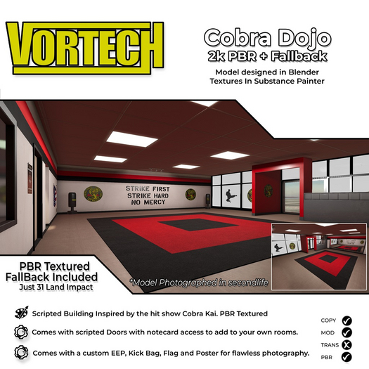 Second Life Marketplace - Cobra Kai Dojo PBR