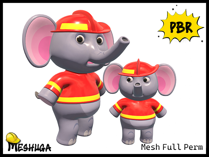 Second Life Marketplace - Meshuga PBR Kids - Fireman Elephant FULL PERM ...