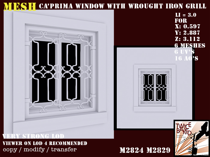 Second Life Marketplace - "TB" Ca'Prima square window with gorgeous ...